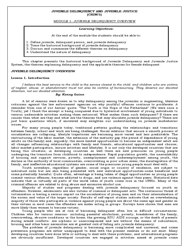 Juvenile Delinquency and Juvenile Justice | PDF | Juvenile Delinquency | Id