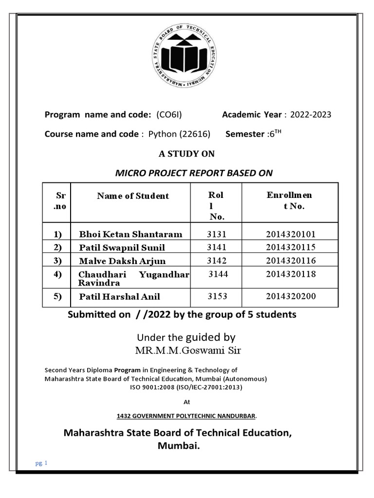 Program Name and Code: (CO6I) Academic Year: 2022-2023 Course Name and ...