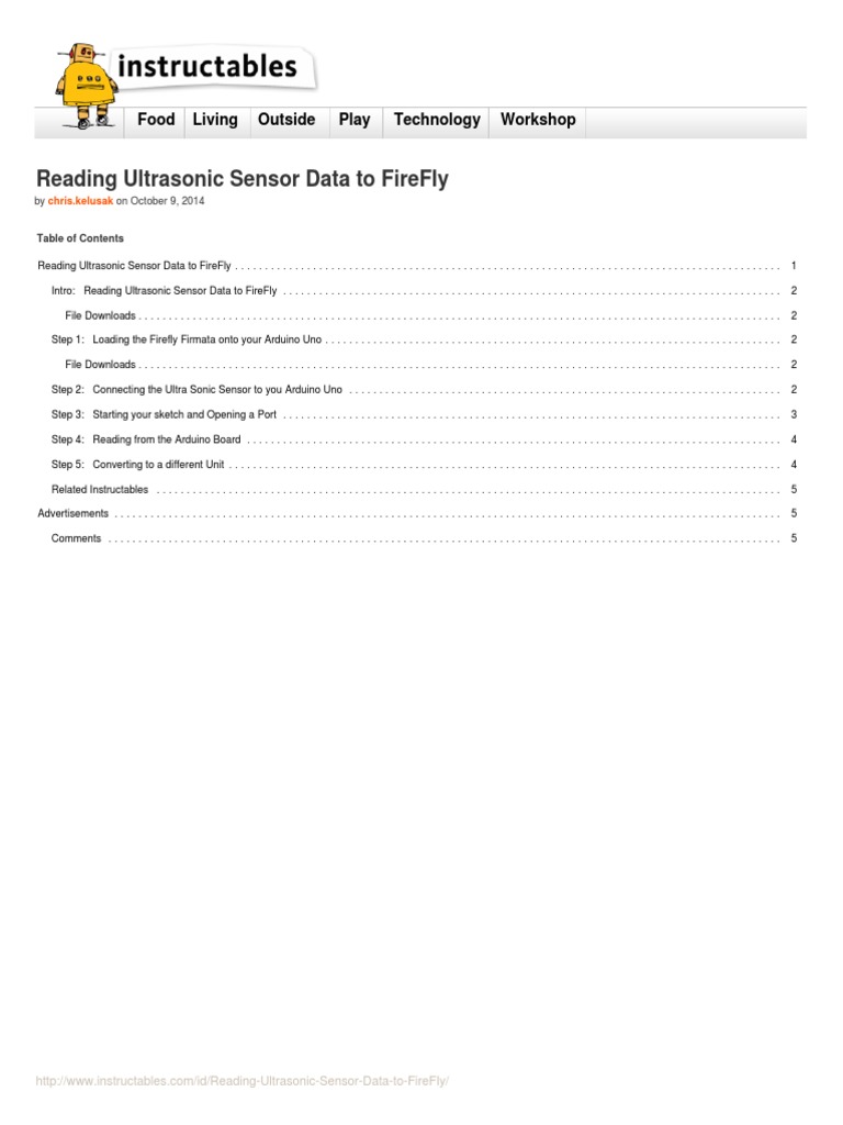 Reading Ultrasonic Sensor Data To FireFly | PDF | Arduino | Computer Architecture