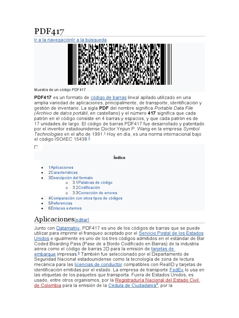 PDF417 | PDF | Comunicación | Codificaciones