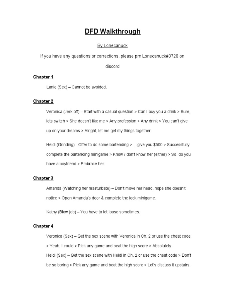 Dfd Walkthrough Pdf