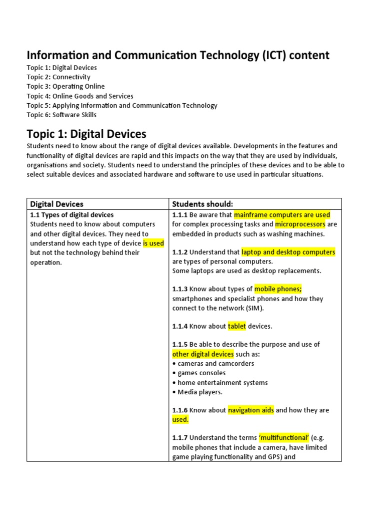 ICT - Topic 1 - LO | PDF | Computer Data Storage | Software