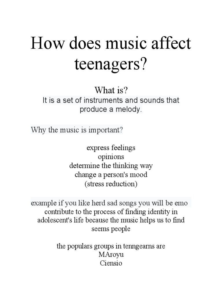 How Does Music Affect Teenagers?: What Is? | PDF