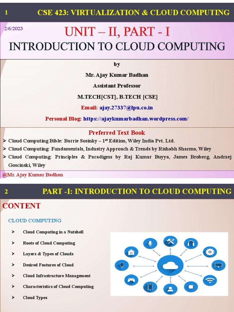 Cse 423: Virtualization & Cloud Computing: by Mr. Ajay Kumar Badhan Assistant Professor M.Tech ...