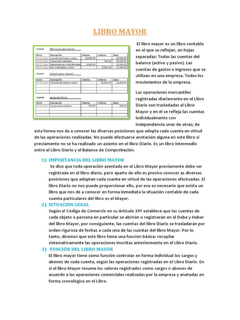 Ejemplo y Función del Libro Mayor | PDF | Contabilidad | Business