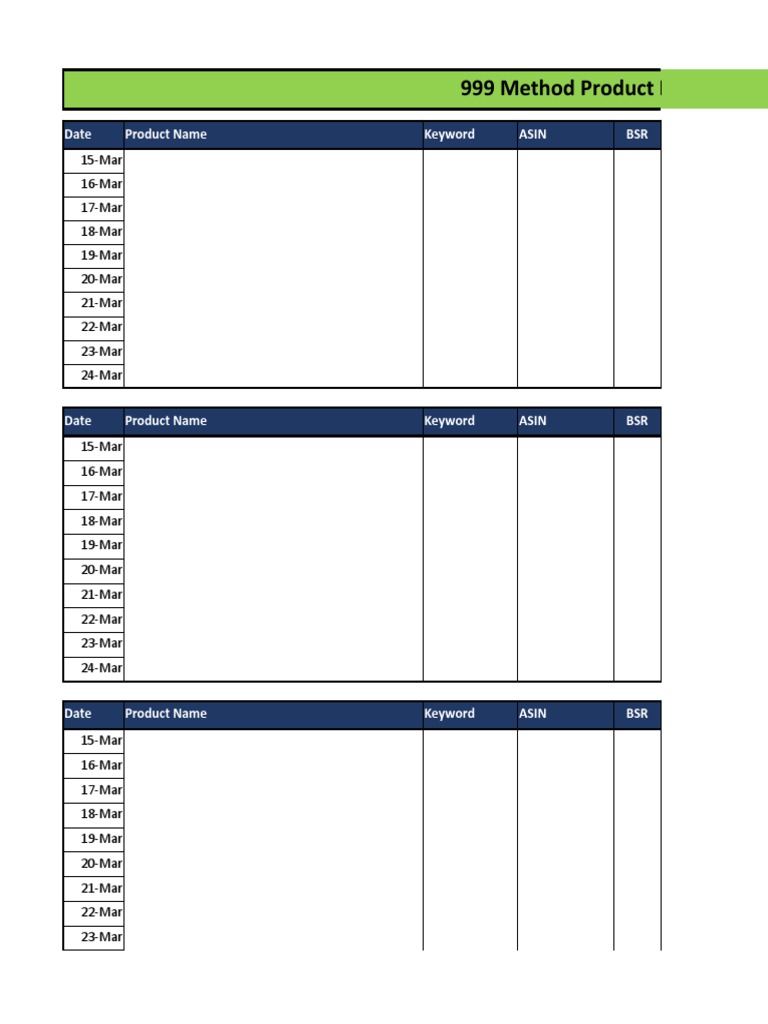 999 Method Product Hunting Sheet | PDF