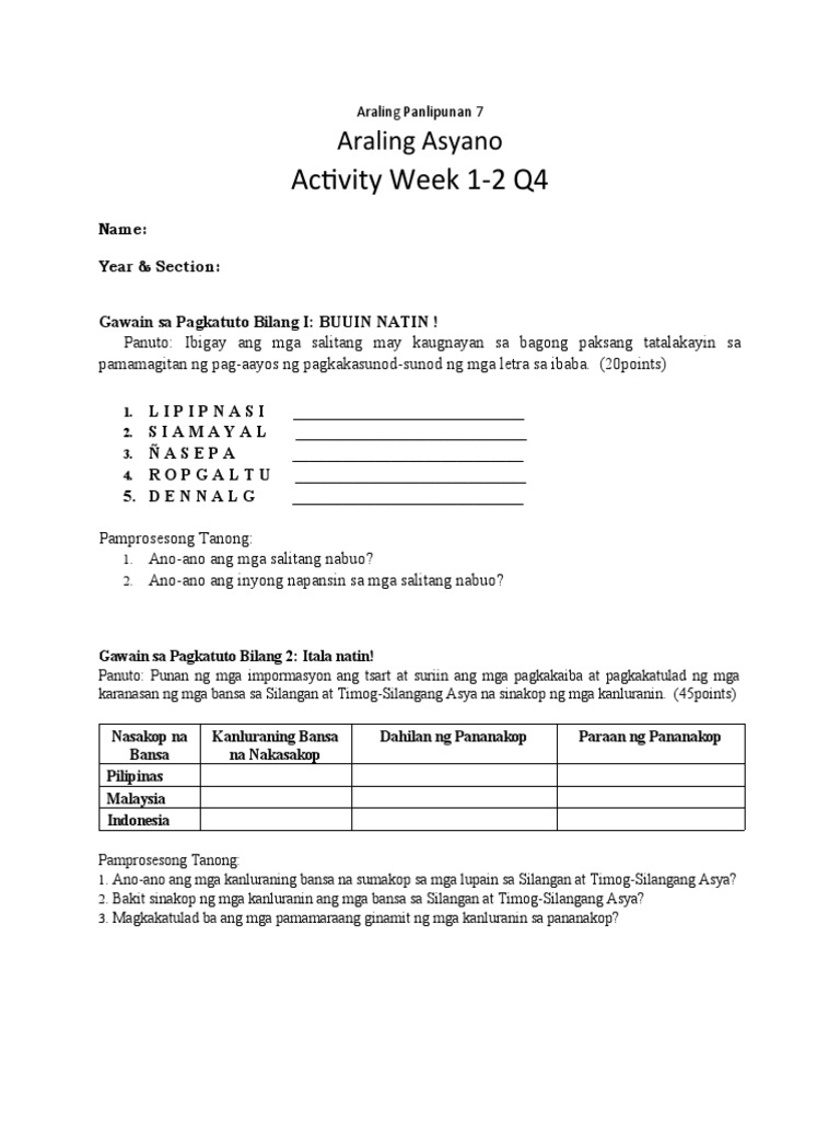 Activity Week 1-2 Q4 | PDF