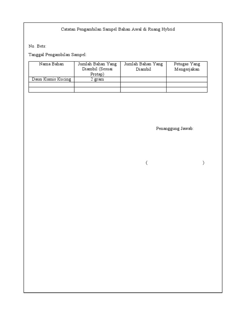 Catatan Pengambilan Sampel, Pegujian Dan Label | PDF