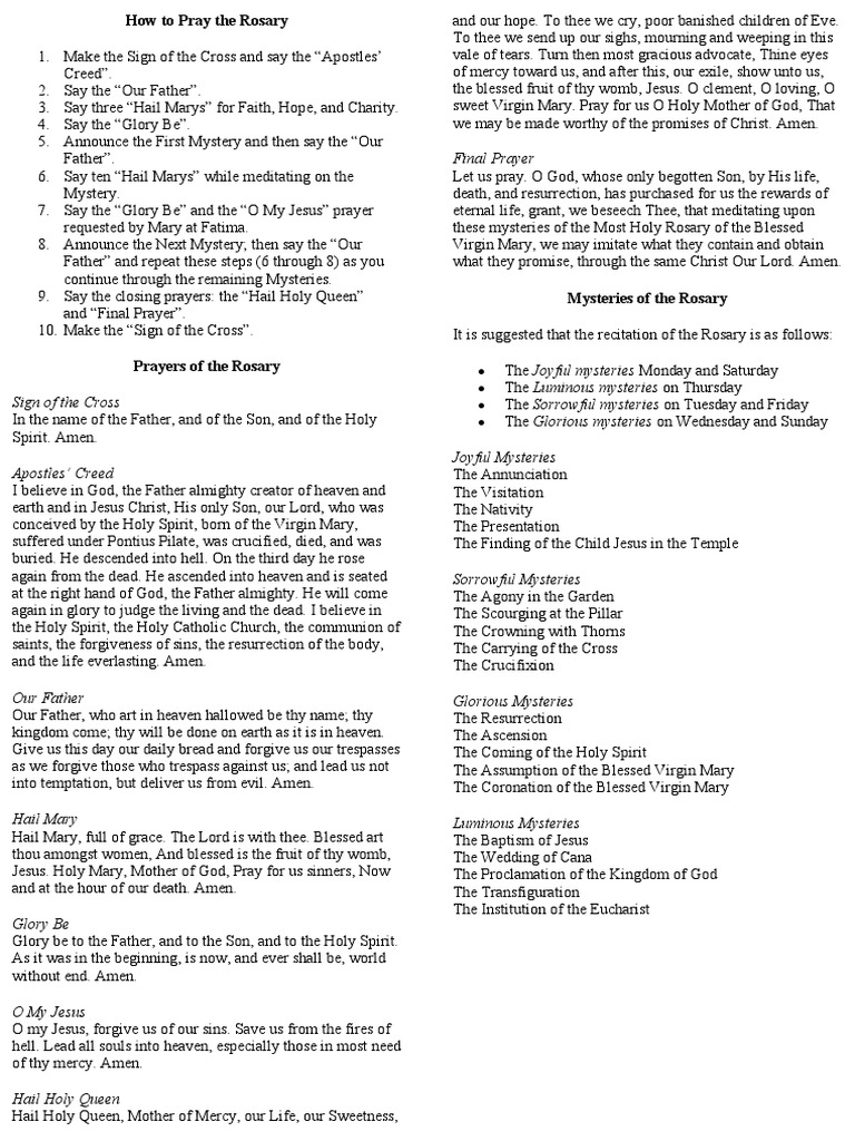 Rosary Guide | PDF | Rosary | God The Father