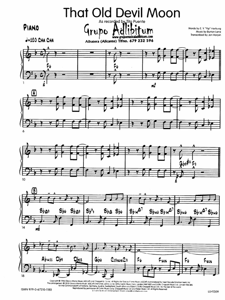 That Old Devil Moon - Piano | PDF