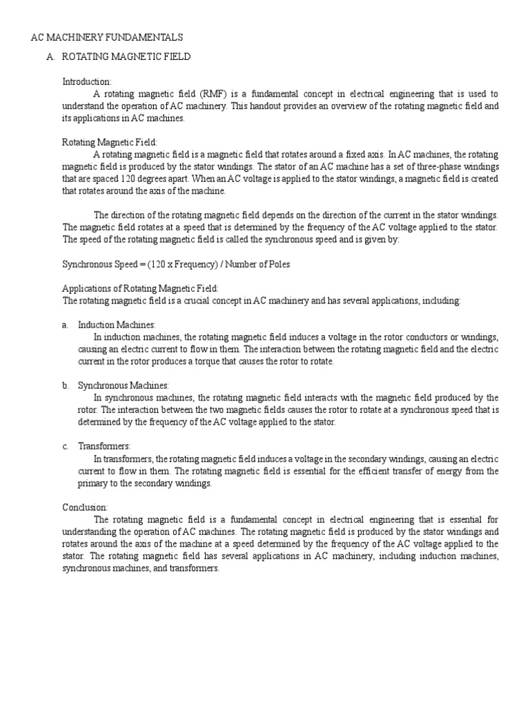Ac Machinery Fundamentals | PDF | Electromagnetic Induction | Electric ...