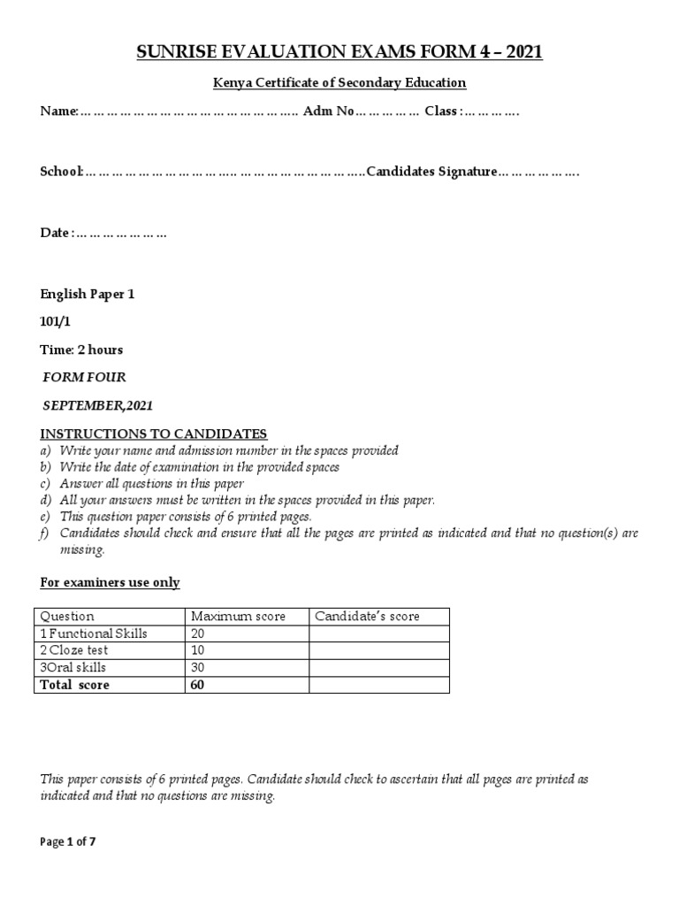 101 F4 English P1 QS | PDF