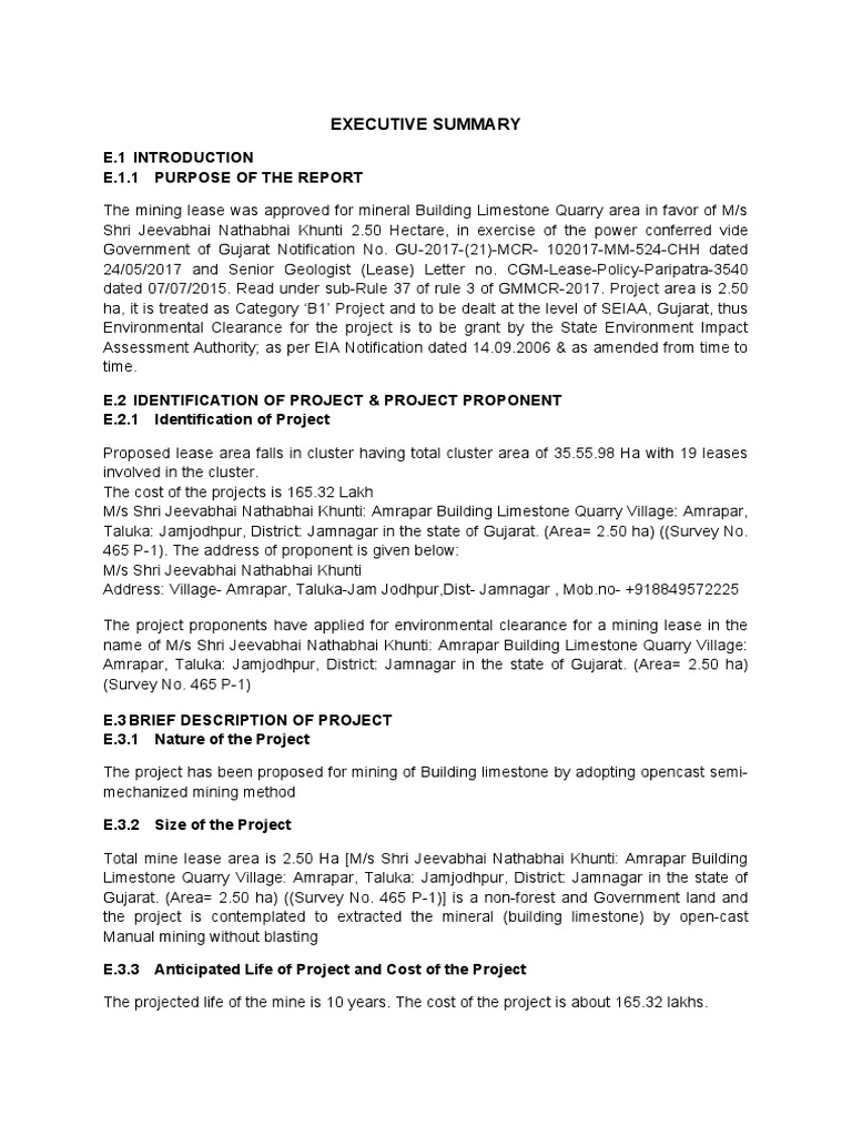 Executive Summary | PDF | Mining | Air Pollution