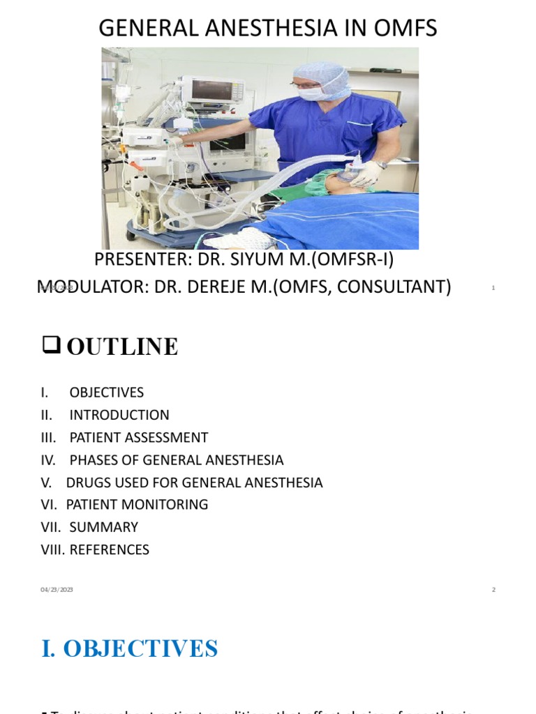 General Anesthesia in OMFS Overview | PDF | Science & Mathematics