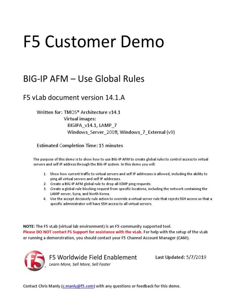 F5 Customer Demo: BIG-IP AFM - Use Global Rules | PDF | Secure Shell ...