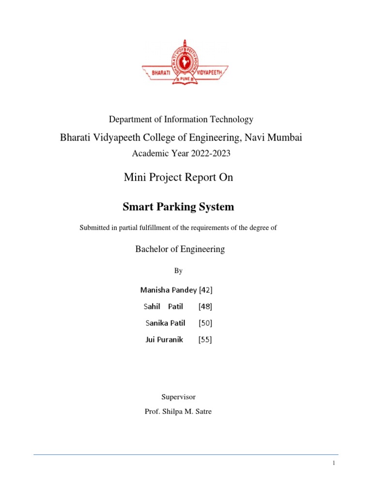 Mini Project Report On: Bharati Vidyapeeth College of Engineering, Navi Mumbai | PDF