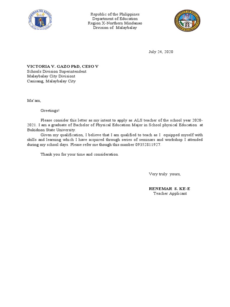 Application Letter | PDF