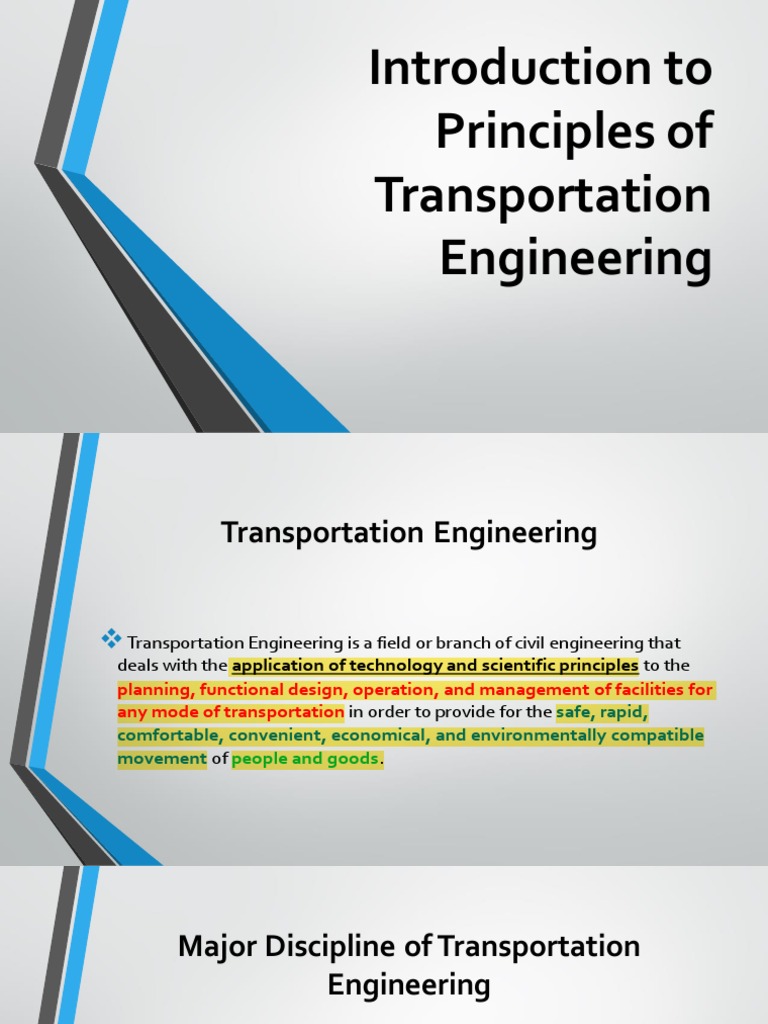 Lecture 1 - Introduction To Principles of Transportation Engineering | PDF | Transport | Road