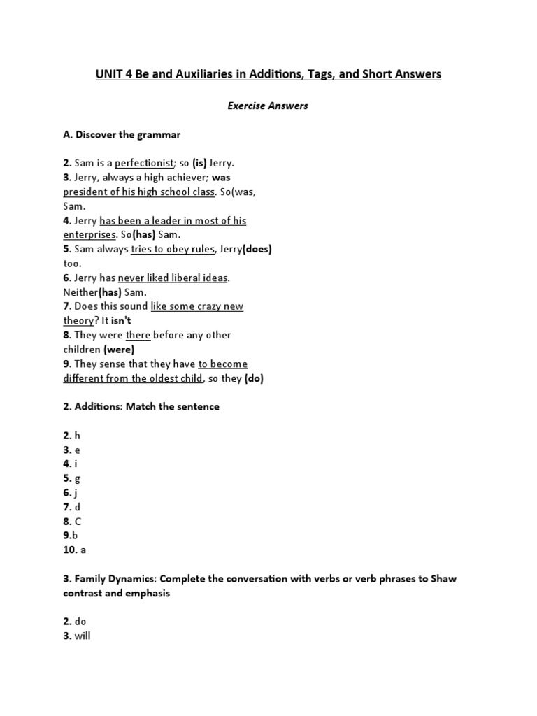Unit 4. Exercise Answers | PDF Unit 4. Exercise Answers | PDF