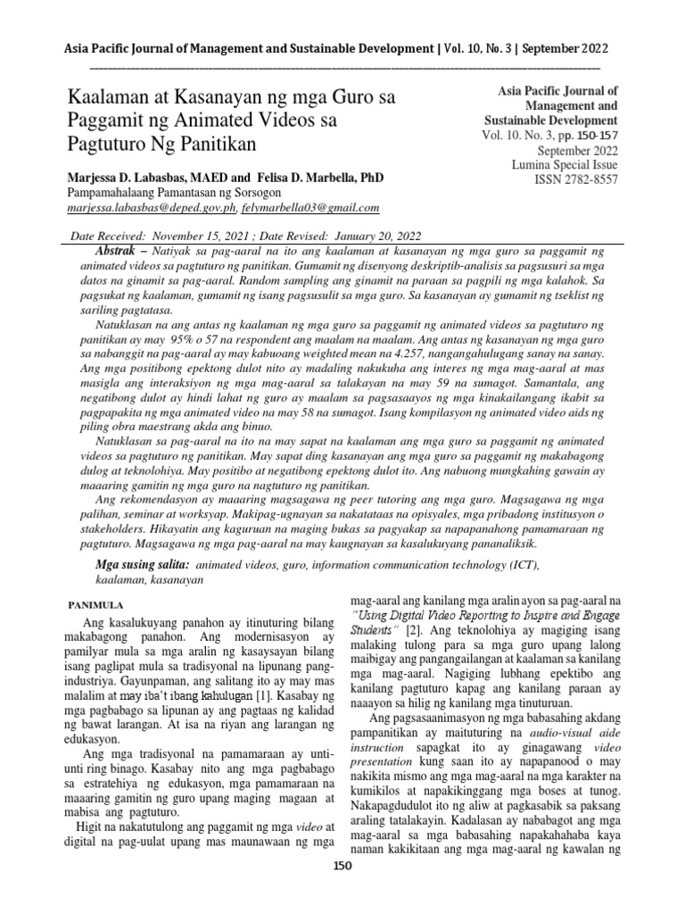 Kaalaman at Kasanayan NG Mga Guro Sa Paggamit NG Animated Videos Sa Pagtuturo NG Panitikan | PDF