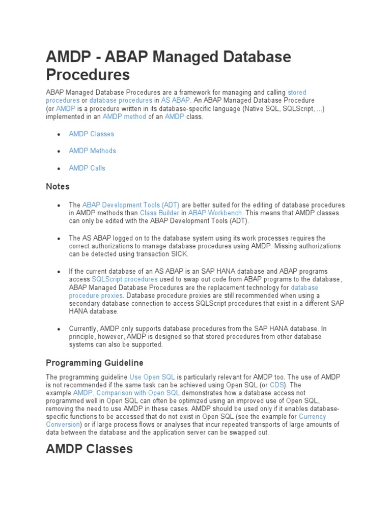 Amdp Abap Managed Database Procedures Download Free Pdf Method Computer Programming 