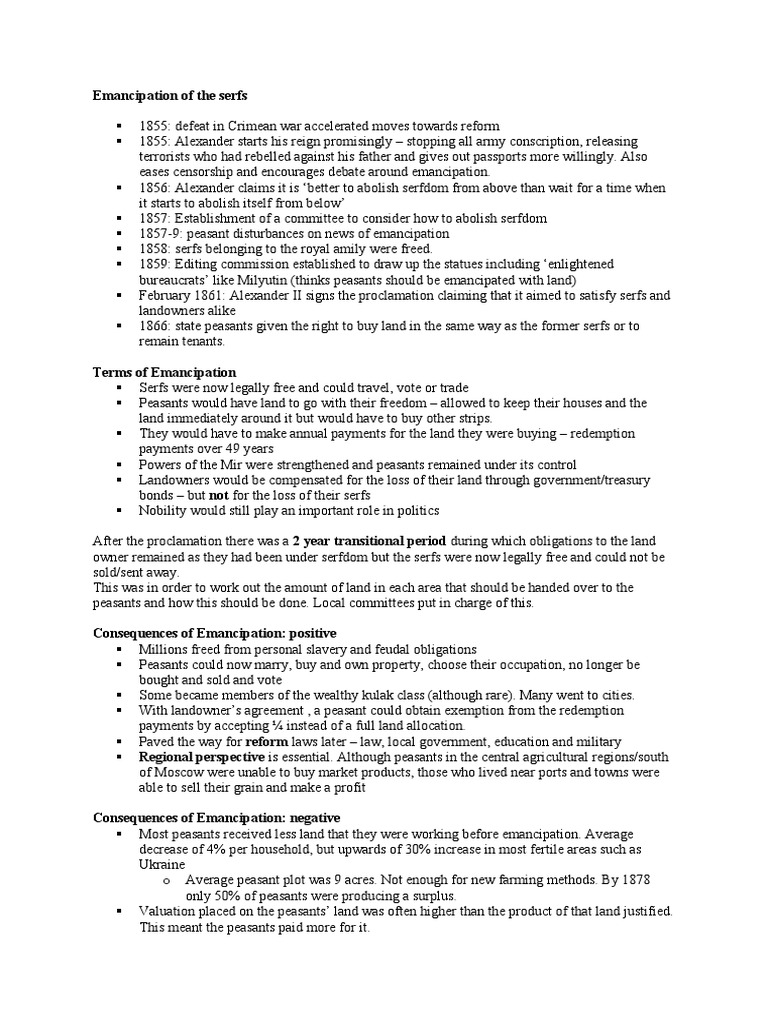 Alexander II's Serf Emancipation Reform | PDF | Serfdom | Economies