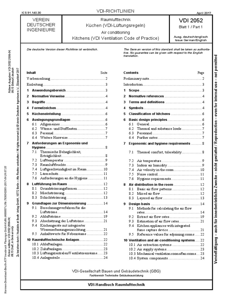 VDI2052-1 - 04 - 17 - Ventilacija Kuhinja | PDF