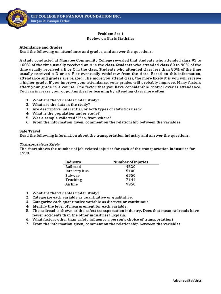 Problem Set 1 Pdf Statistics Quantitative Research