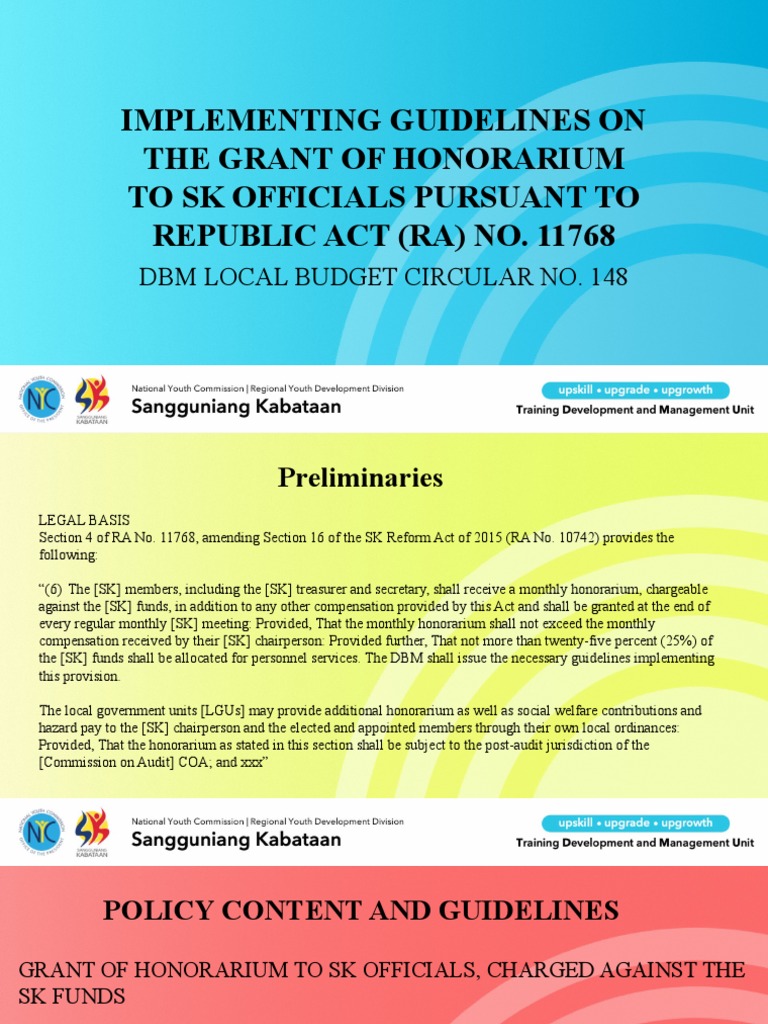 DBM Guidelines for SK Honorarium 2025 | PDF
