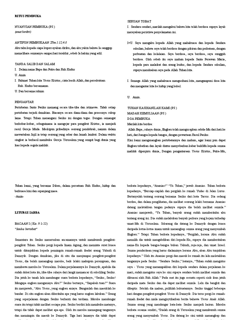 Teks Misa 25 Jan 23 | PDF