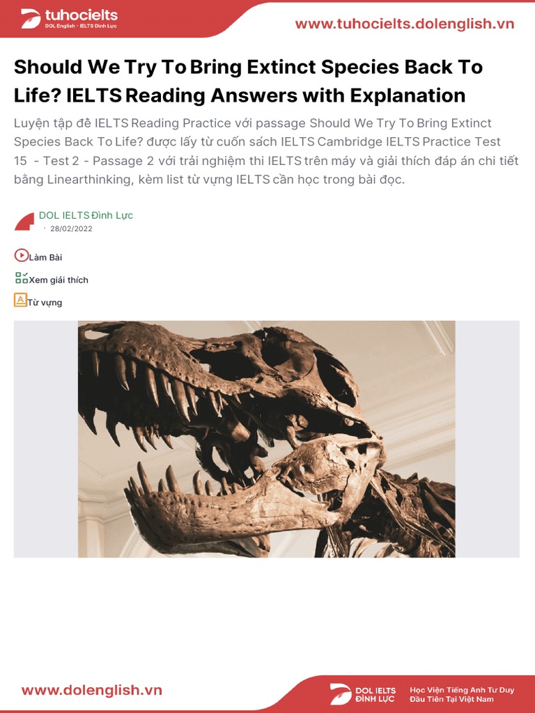 Should We Try To Bring Extinct Species Back To Life | PDF