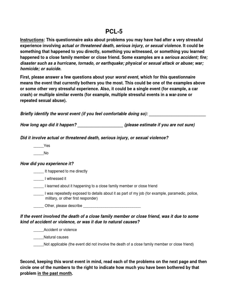 PCL-5 With Criterion A | PDF