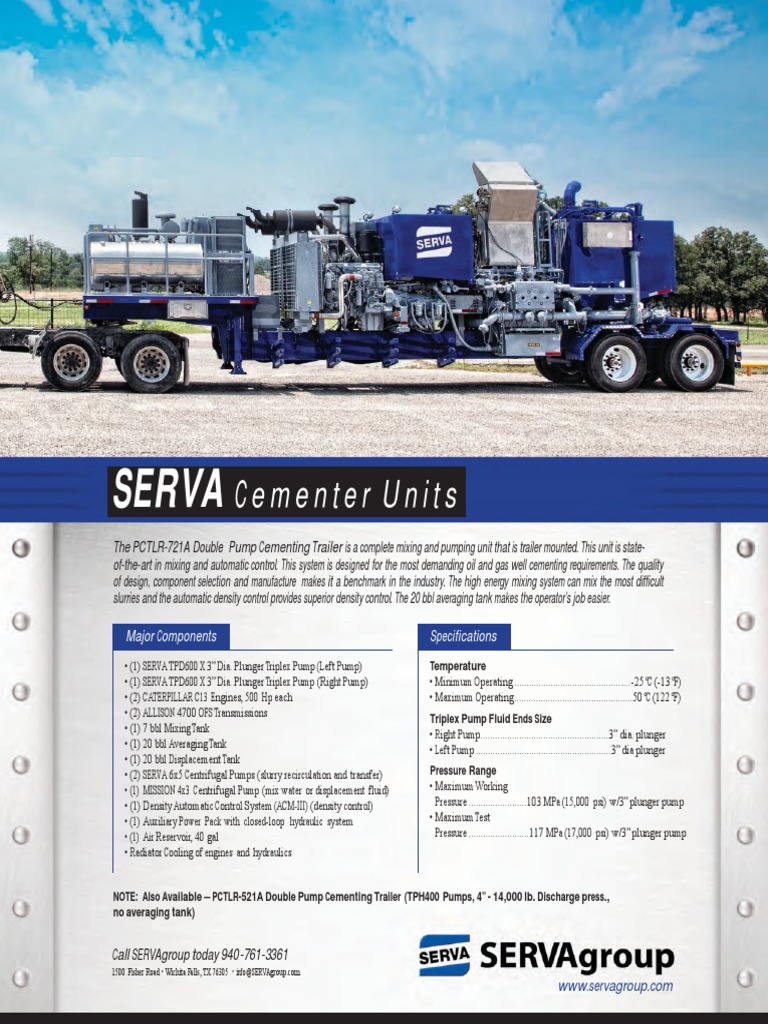 Appendix 2 Serva PCTLR 721a Double Pump Cementer | PDF | Pump | Machines