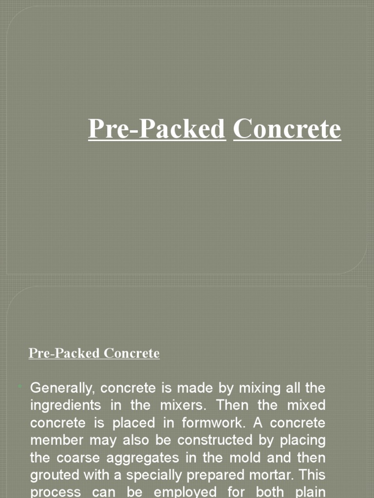 Pre-Packed Concrete | PDF | Concrete | Materials