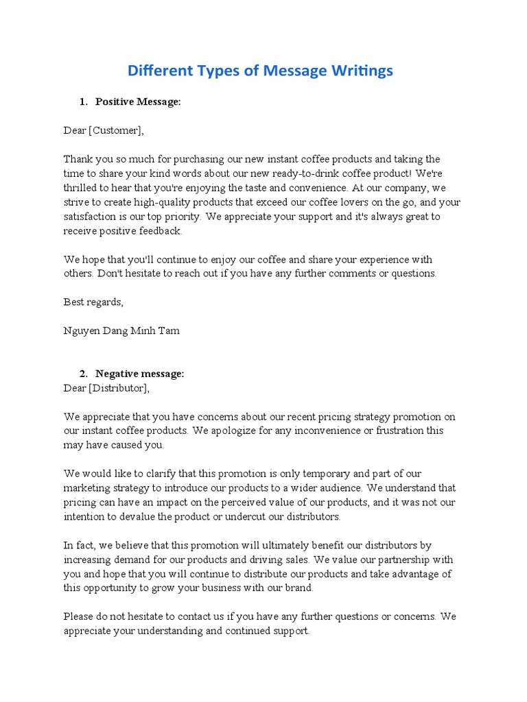 Types of Effective Message Writing | PDF | Pricing | Coffee