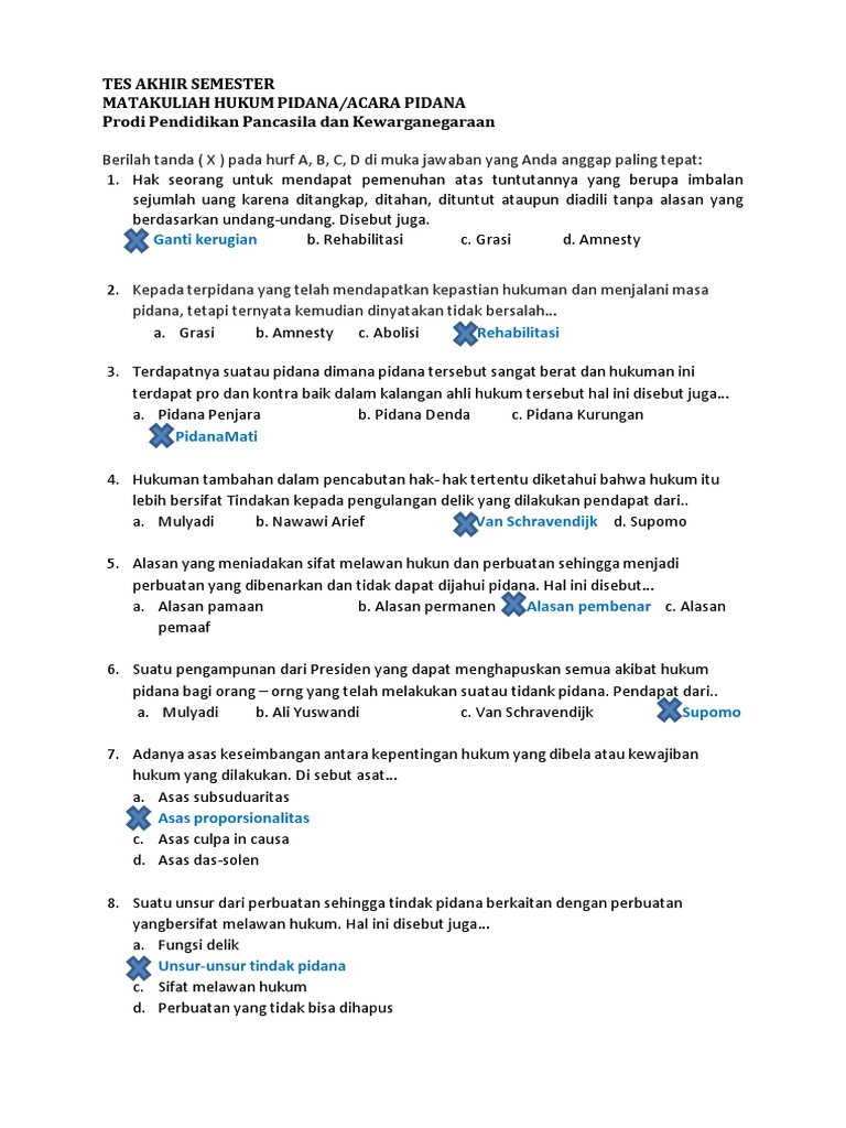 TES AKHIR SEMESTER - HUKUM PIDANA - ACARA PIDANA - Allessandro Yosafat ...