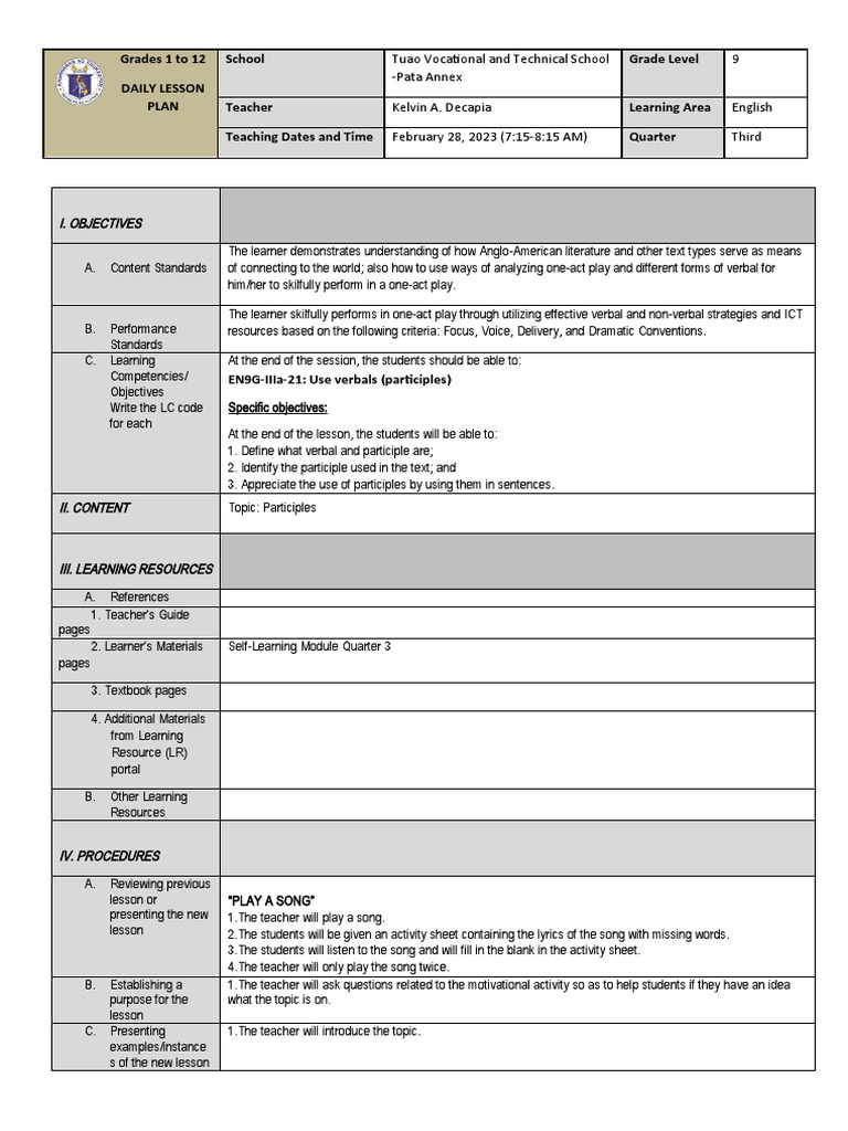 DLP - DEMO-verbals Participles-9-3 | PDF | Linguistics | Cognitive Science