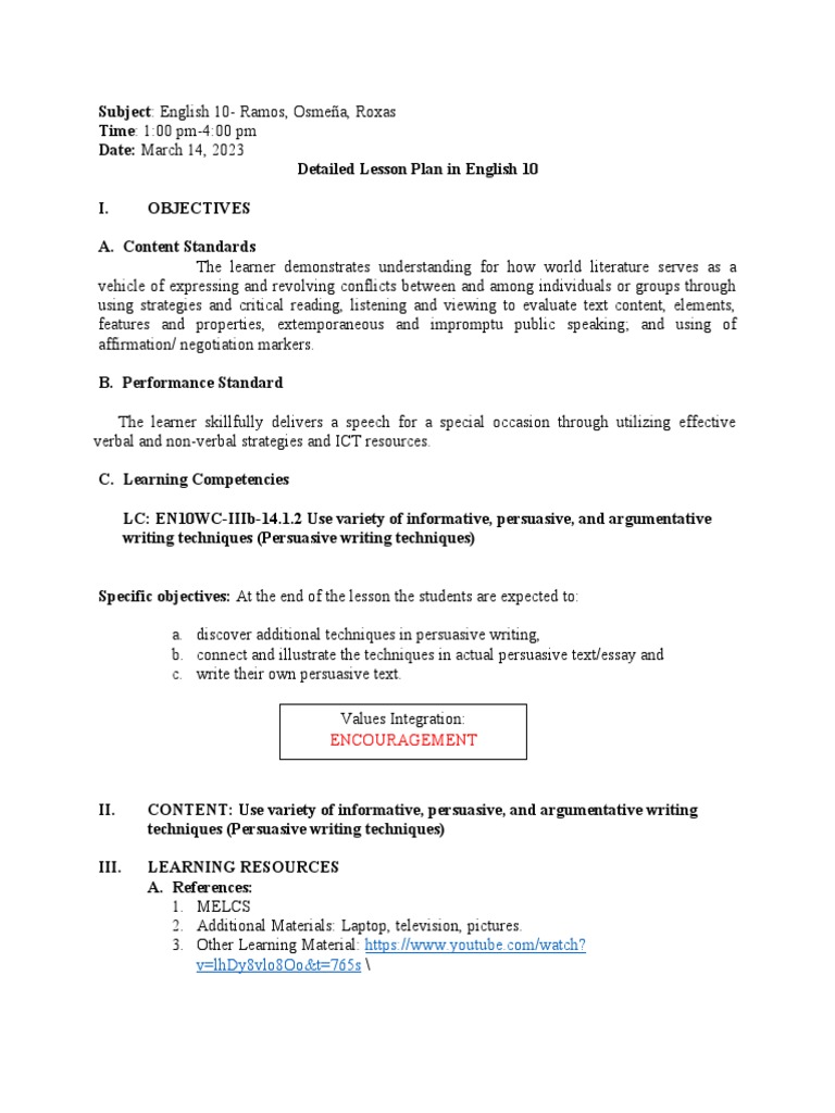 Persuasive Writing Techniques for Grade 10 | PDF | Persuasion | Rhetoric