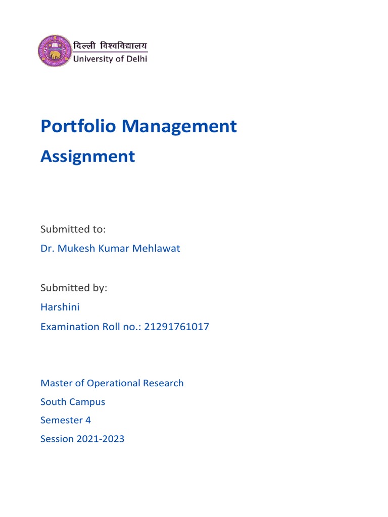 Portfolio Assignment | PDF | Value At Risk | Asset Allocation