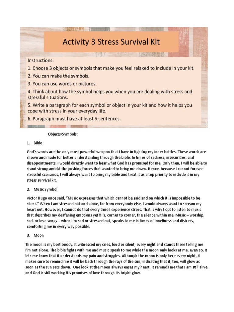 Activity3 - Stress Survival Kit - Morada | PDF