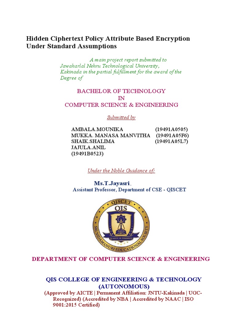 Hidden Ciphertext Policy Attribute Based Encryption Under Standard Assumptions | PDF | Unified ...