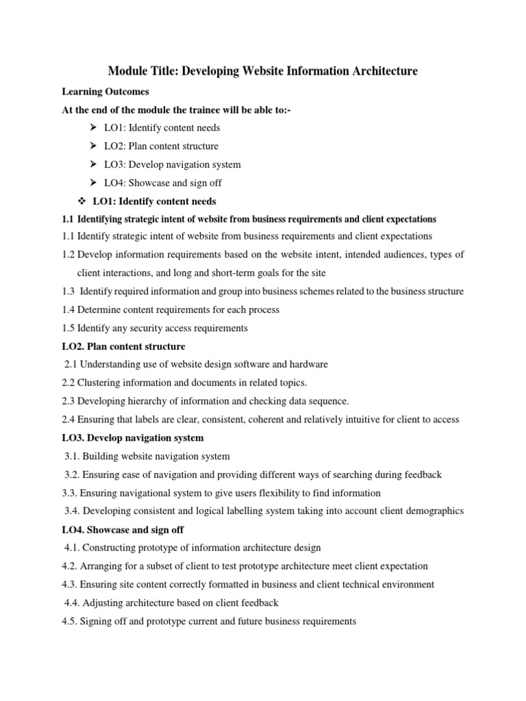 Developing Website Information Architecture | PDF | Websites | Business