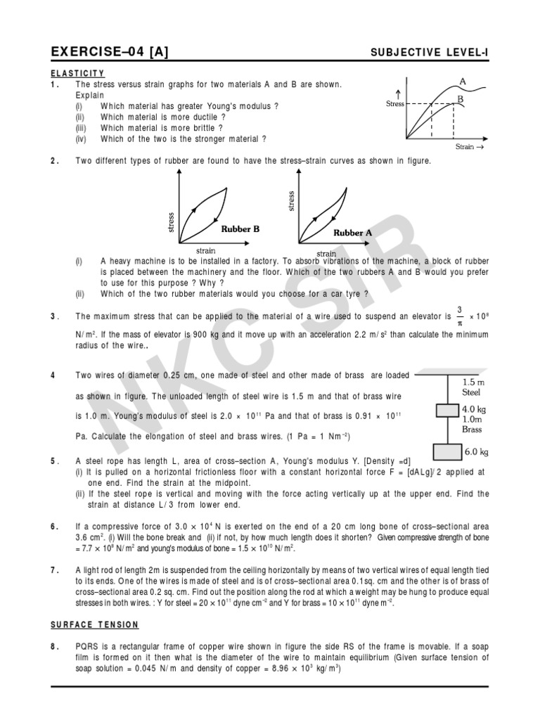 NK C Si R: Exercise-04 (A) | PDF | Pressure | Deformation (Engineering)