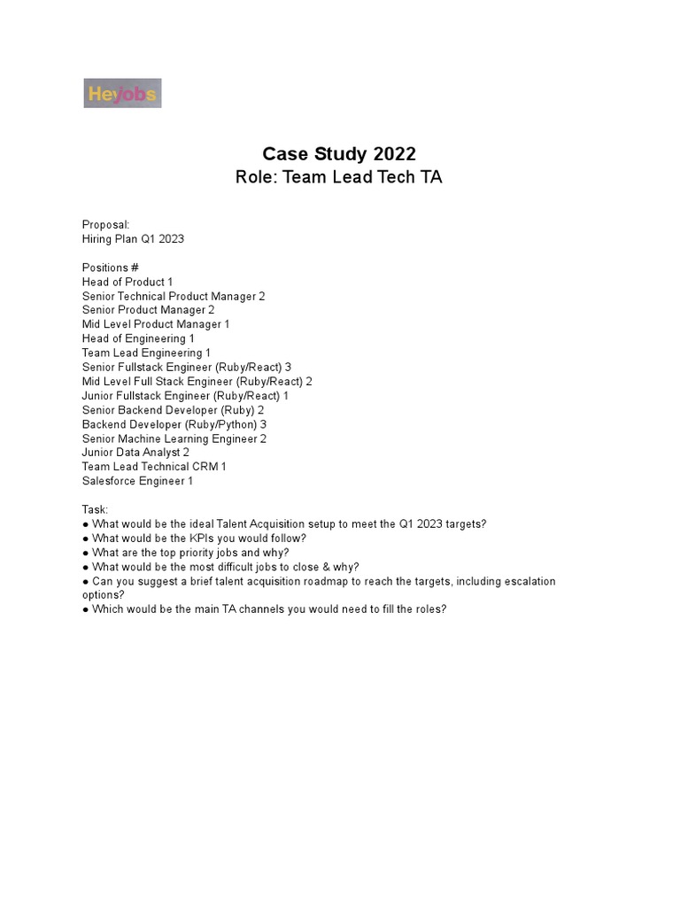 Case Study 2022 - HeyJobs | PDF | Recruitment | Business