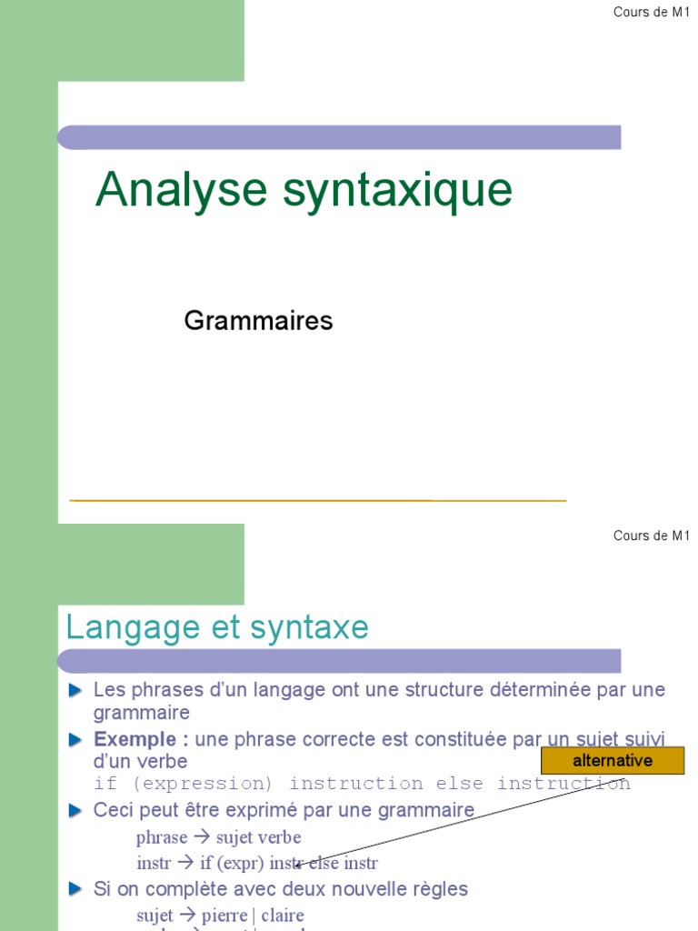 Analyse Syntaxique: Grammaires | PDF