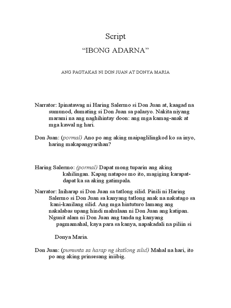 Script: "Ibong Adarna" | PDF