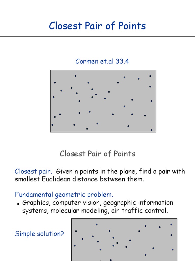Closest Pair of Points: Cormen Et - Al 33.4 | PDF | Computer Science | Algorithms