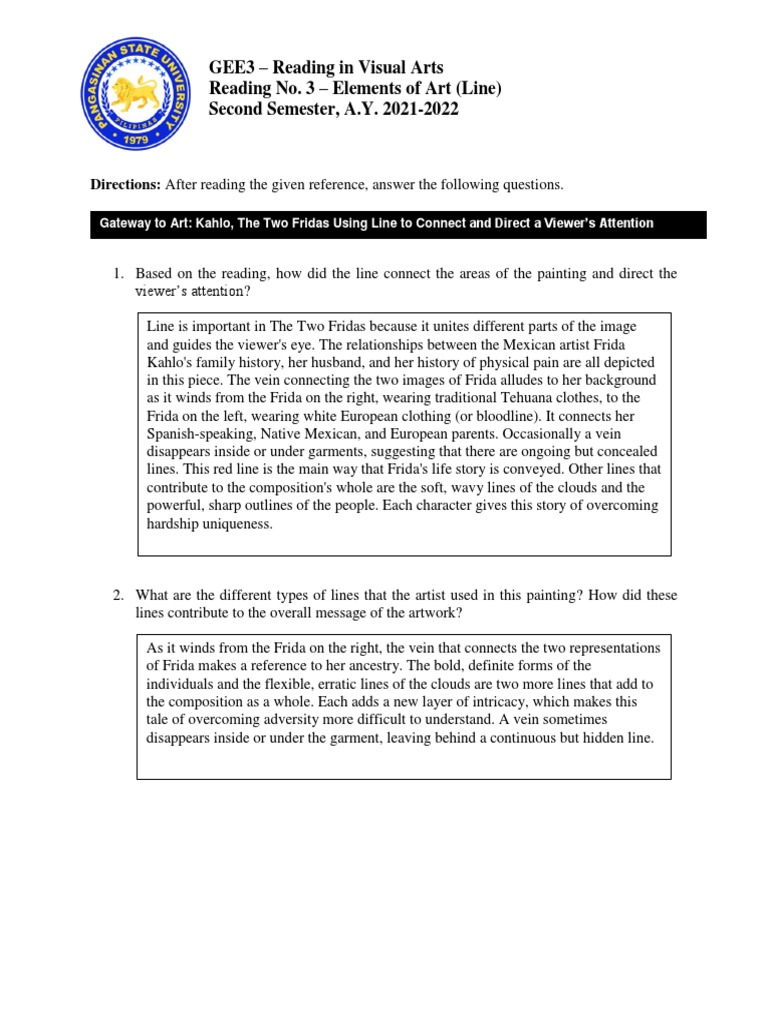 Reading No. 3 - Elements of Art (Lines) | PDF