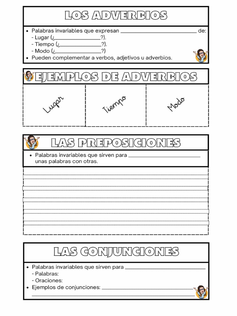 Adverbios, Preposiciones y Conjunciones | PDF