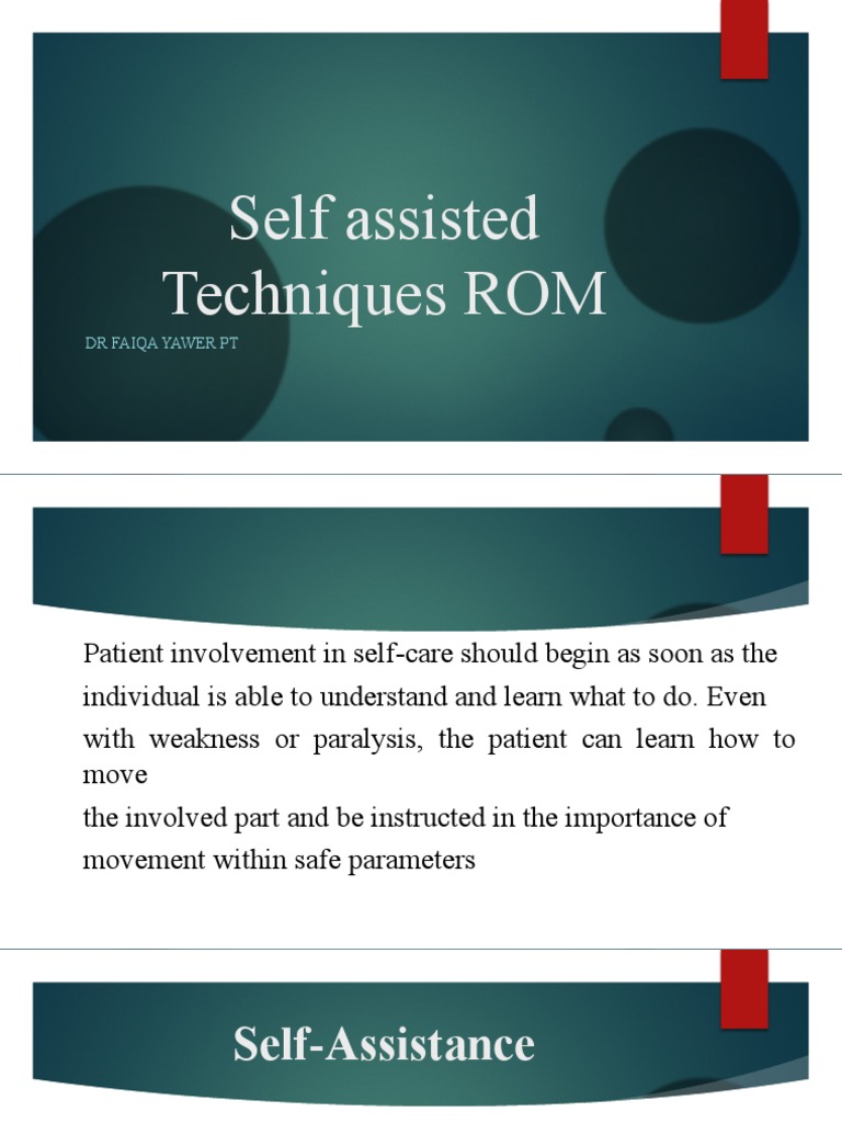 Self Assisted Techniques ROM Lec 5 | PDF | Anatomical Terms Of Motion ...